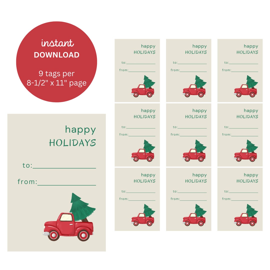 Christmas Gift Tags | Red Christmas Truck Printable | Printable Gift ...