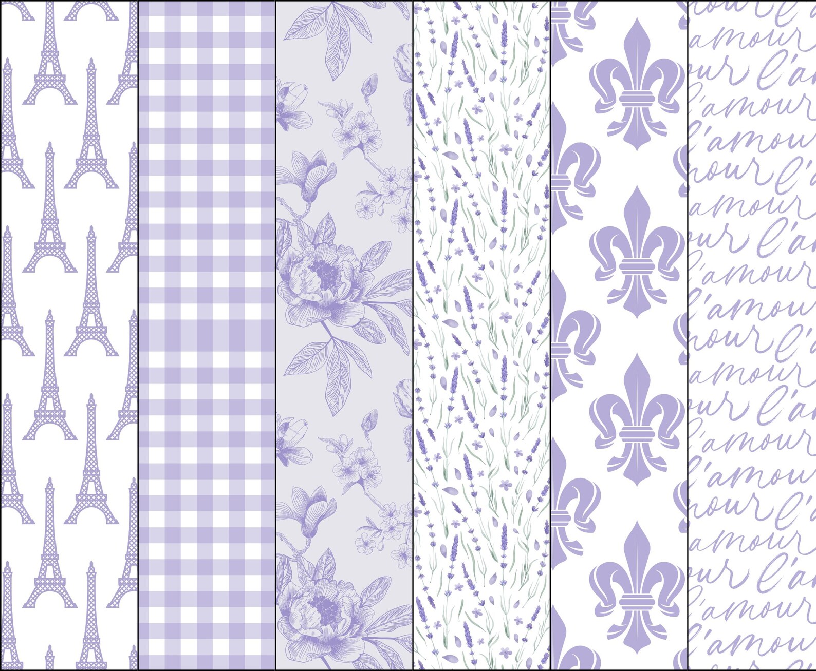 Purple French Floral Digital Paper: Scrapbook & Journal Kit (digital ...