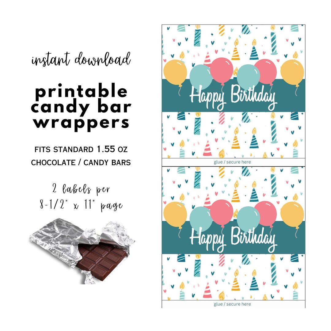 Happy Birthday Candy Bar Wrapper | Birthday Candy Wrapper Template ...