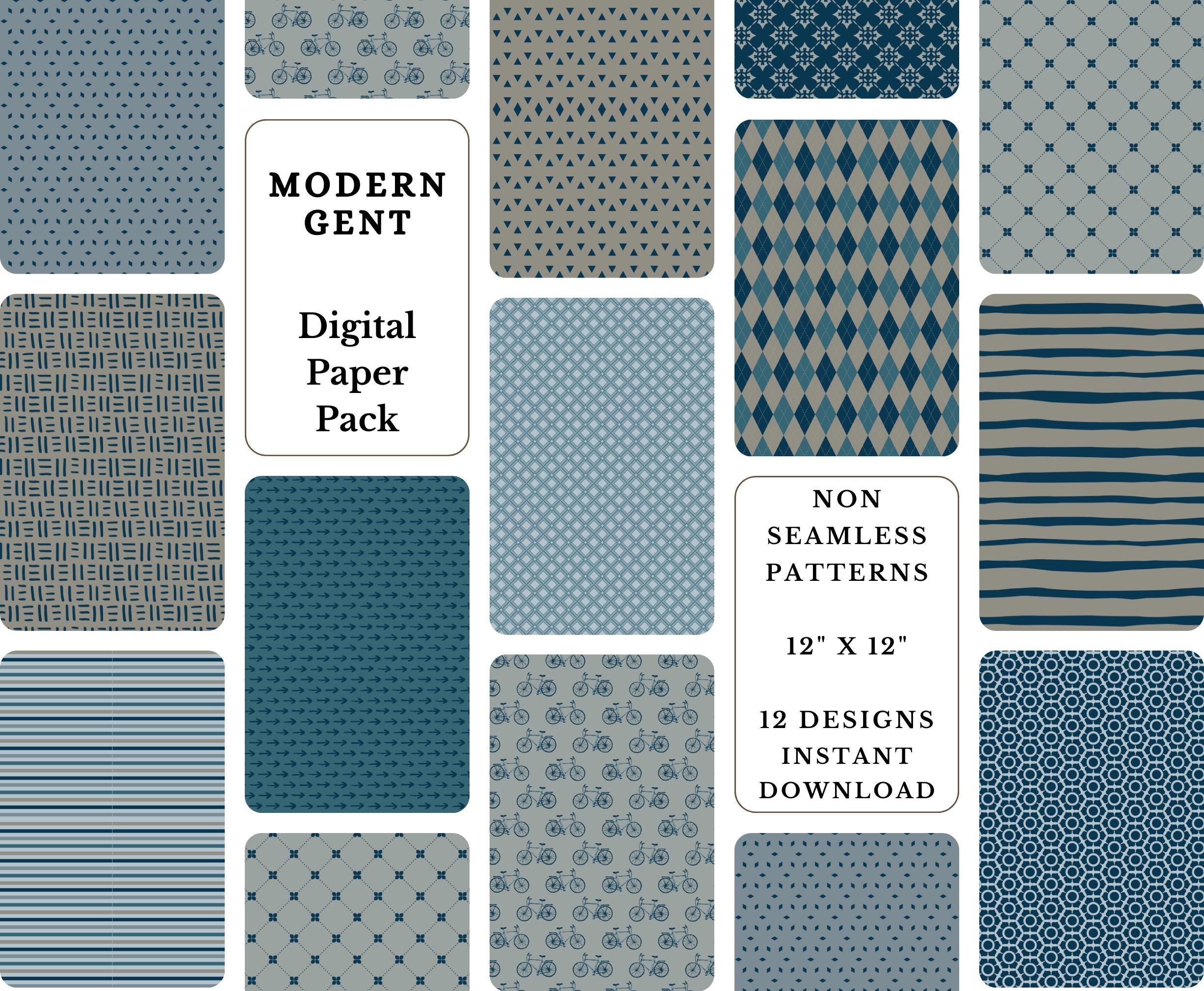 Masculine Digital Paper Pack: Modern Gent Seamless Patterns (digital ...