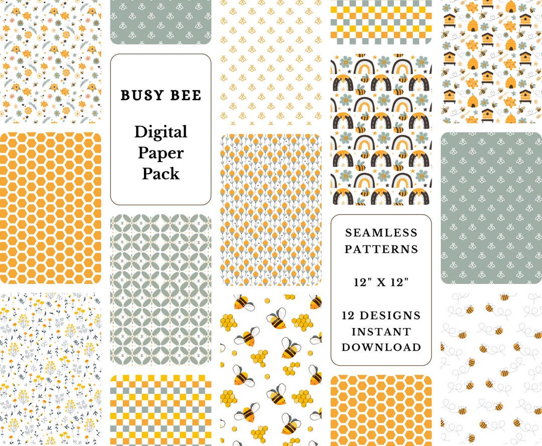 Bumble Bee Digital Paper Pack | Scrapbooking, Cards (digital Download ...