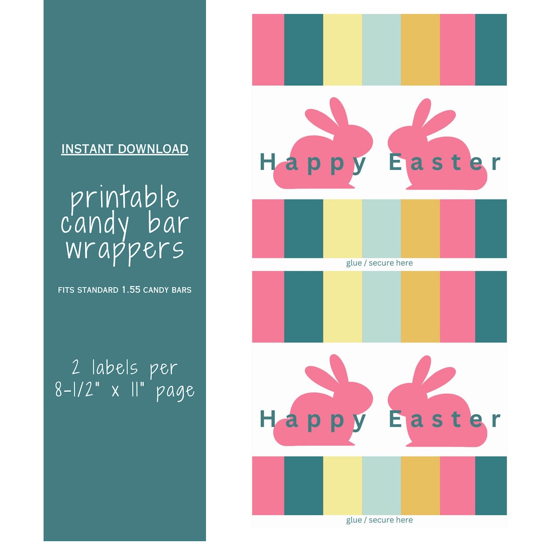 Printable Easter Candy Bar Wrapper Labels Easter Favors Chocolate Bar ...