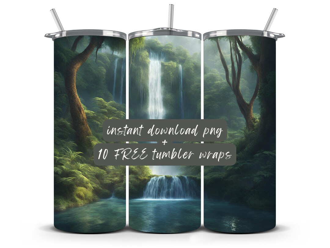 Mystical Waterfall Tumbler Wrap | Forest Waterfall Tumbler Wrap ...