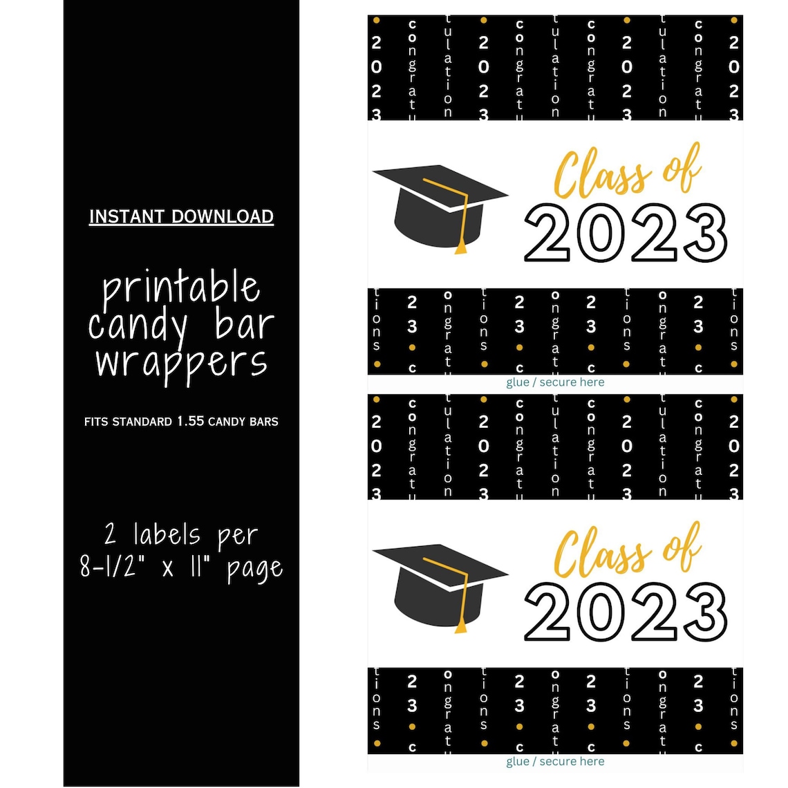 Printable Graduation Candy Bar Wrapper Template Grad Favors Chocolate ...
