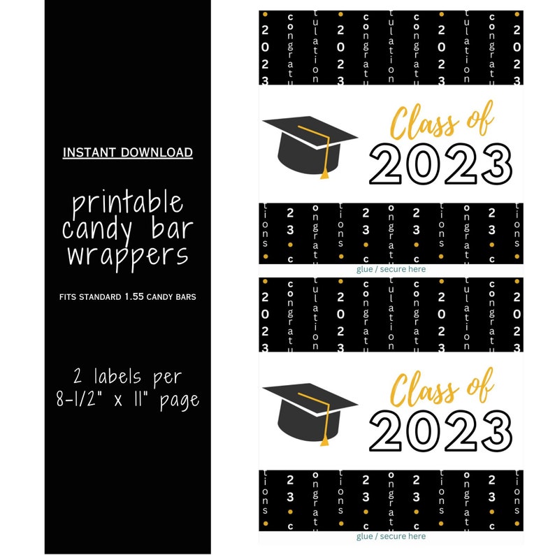 Printable Graduation Candy Bar Wrapper Template Grad Favors Chocolate ...