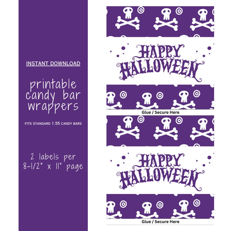 Candy Bar Wrapper | Halloween Candy Label | Printable Chocolate Bar ...