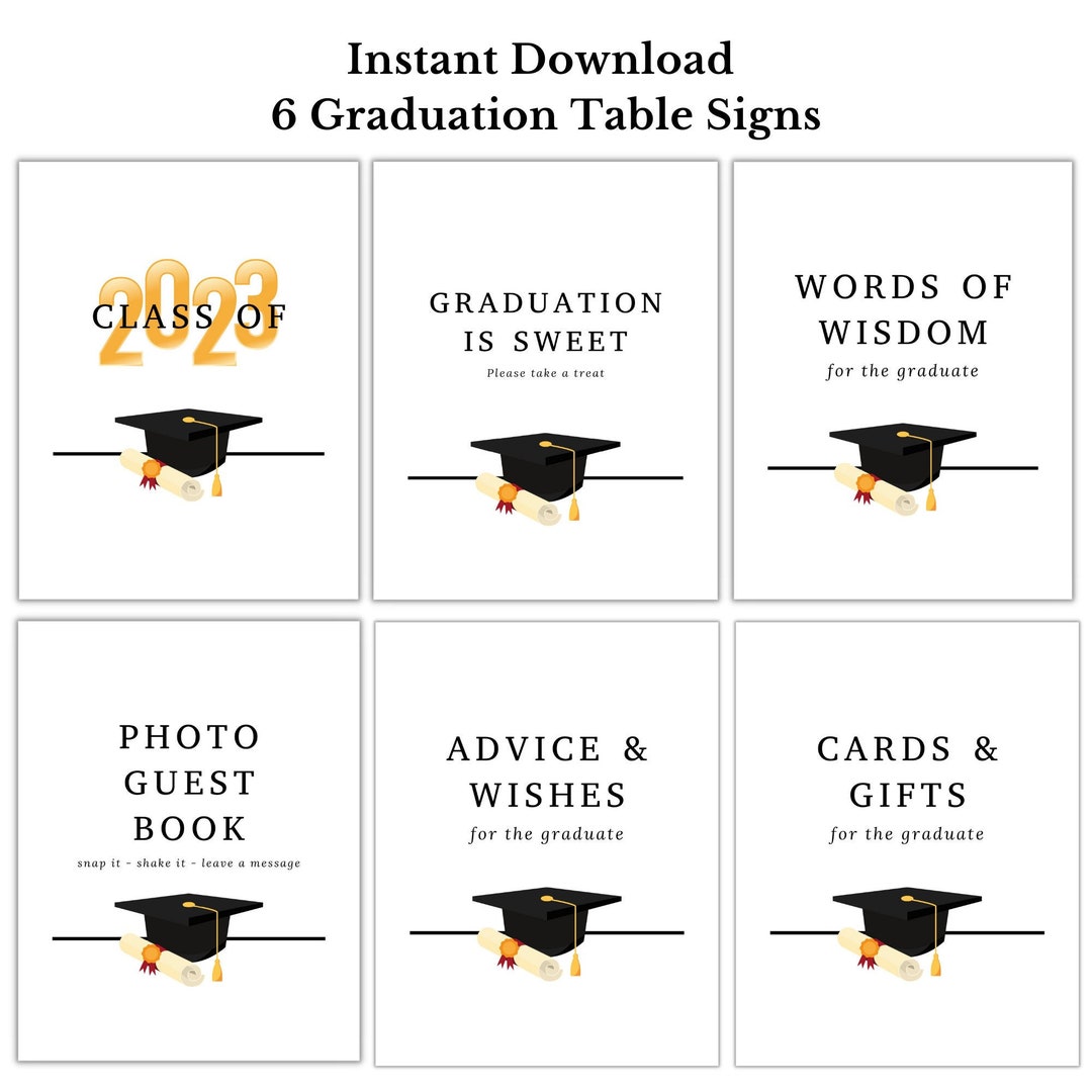 Printable Graduation Signs Table Decor Sign Bundle of 6 Signs Instant ...