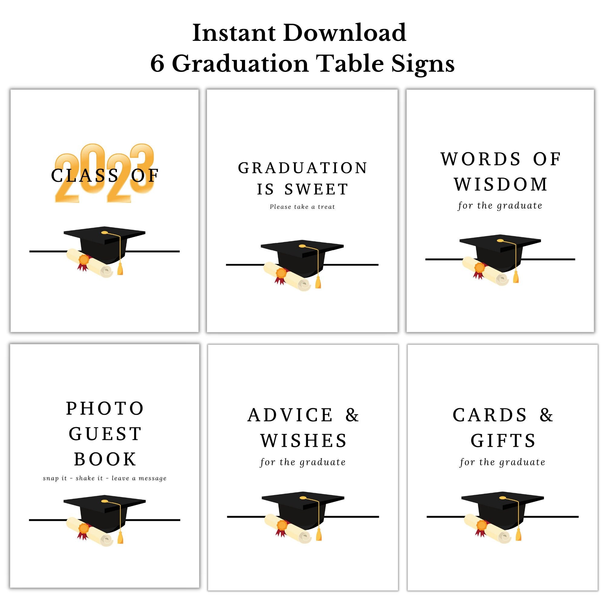 Printable Graduation Signs Table Decor Sign Bundle of 6 Signs Instant ...