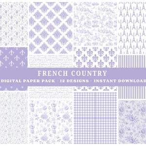 Purple French Floral Digital Paper: Scrapbook & Journal Kit (digital ...