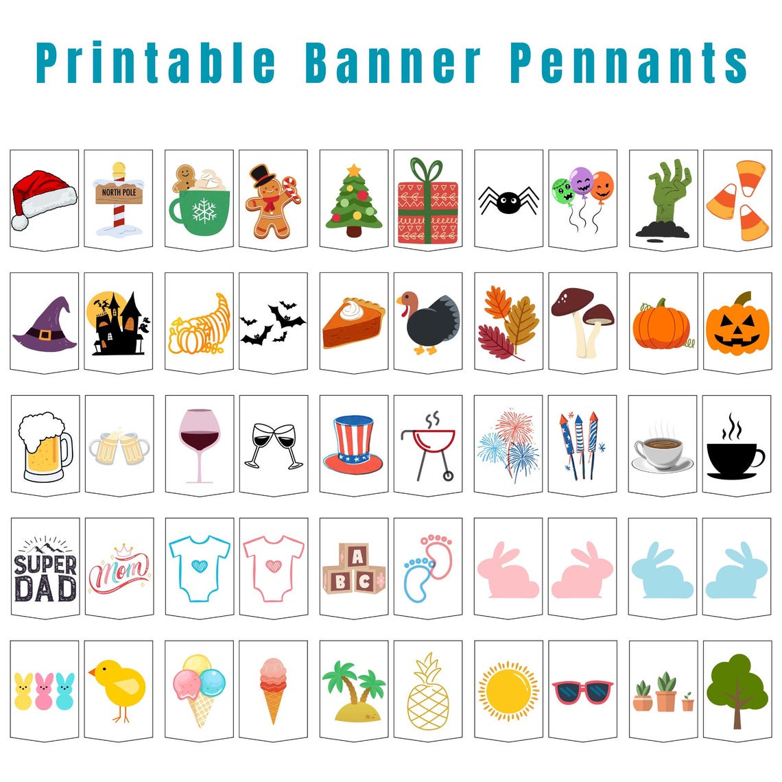 DIY Printable Banner Pennants: Custom Party Garland (instant Download ...
