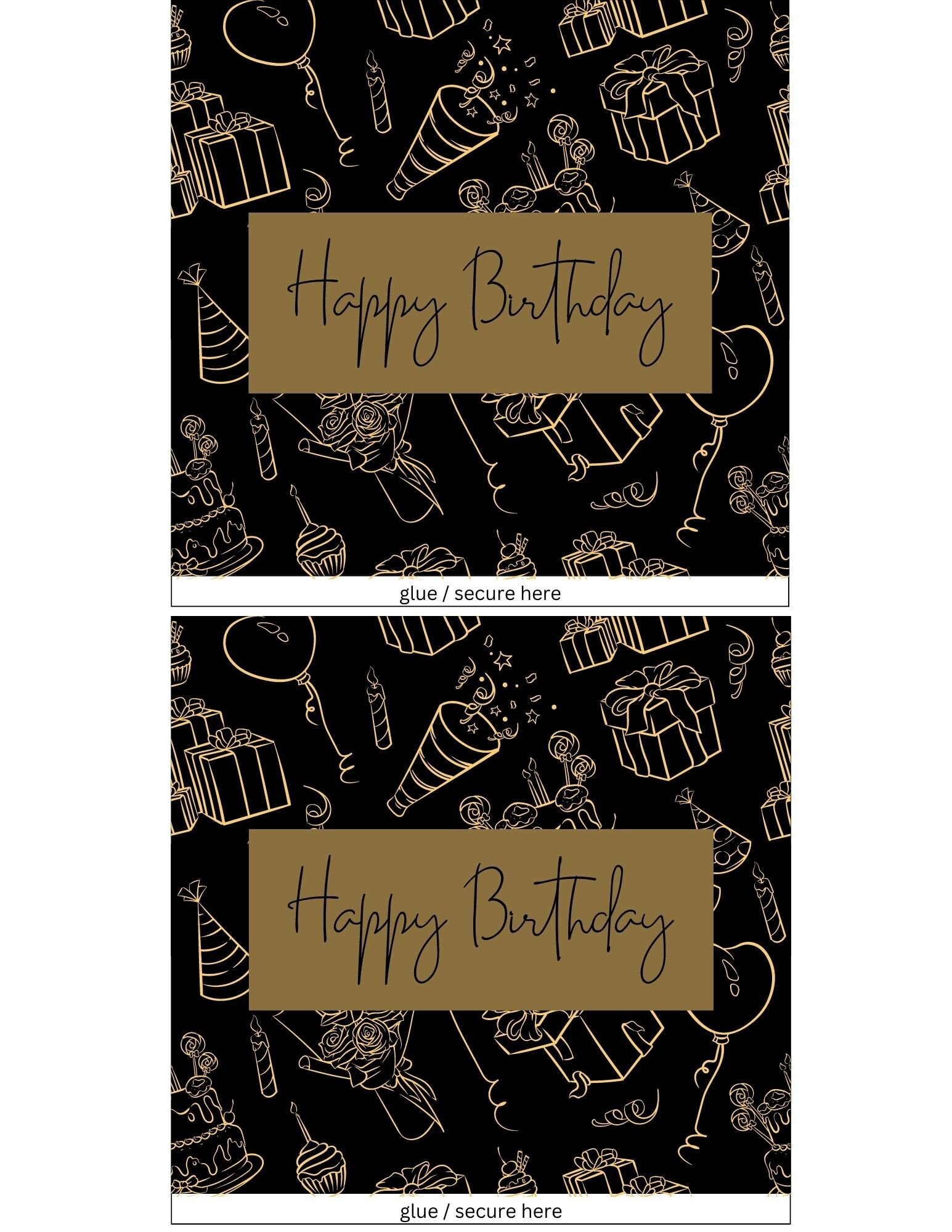 Happy Birthday Candy Bar Wrapper Printable Candy Wrapper Black Gold ...