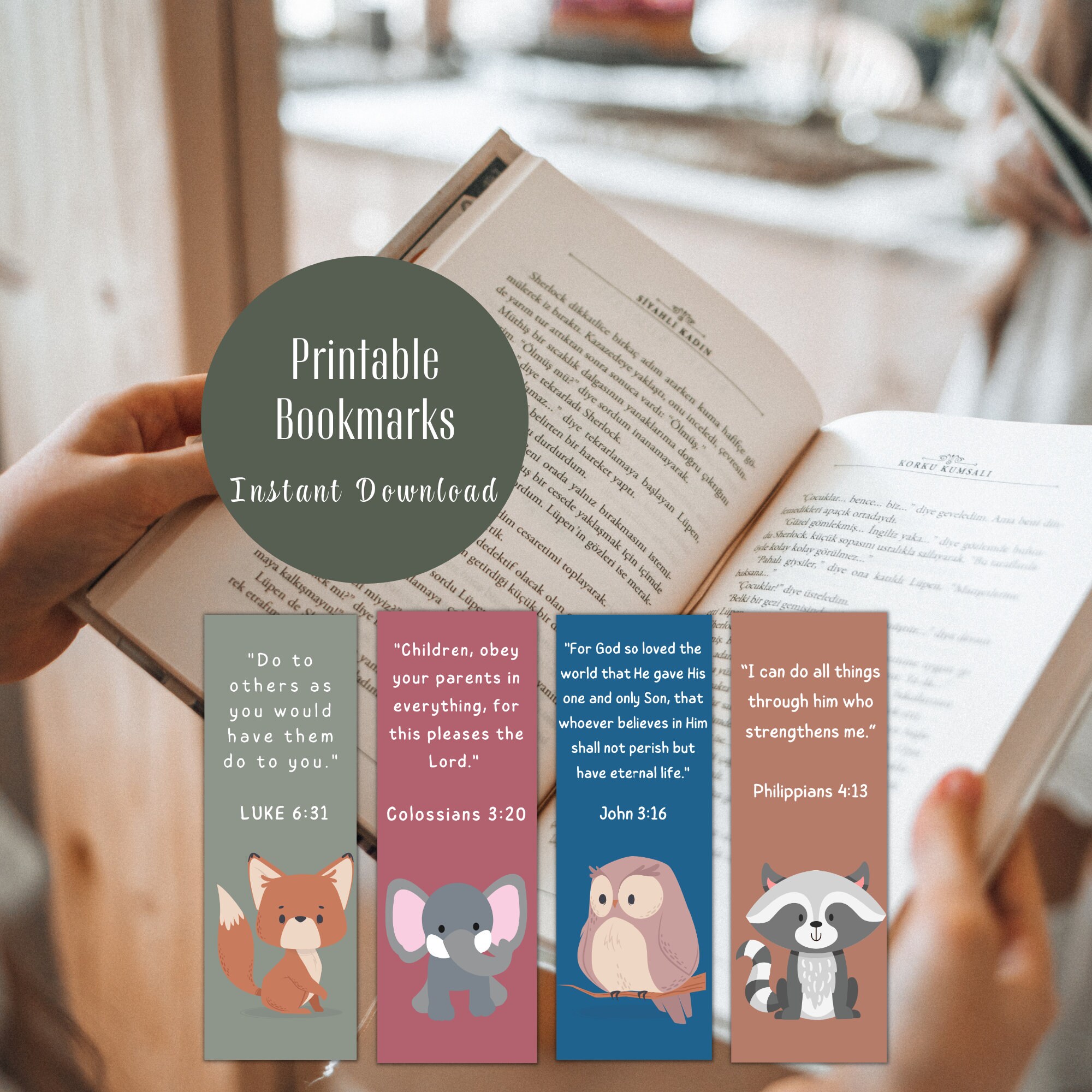 Printable Bookmarks Kids Digital Bookmark Scripture Bookmarks Children ...