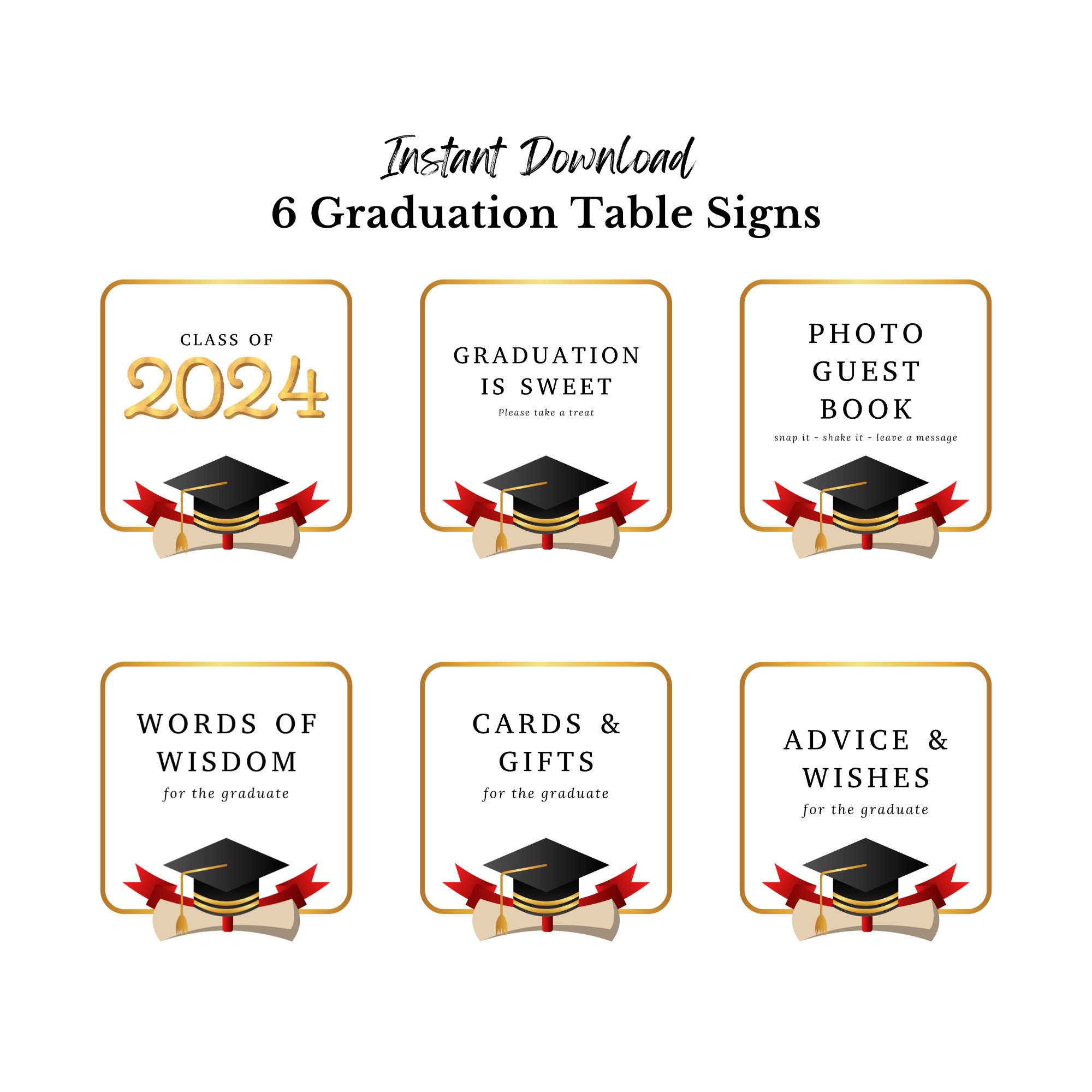 Class of 2024 Graduation Table Signs Printable Grad Party Signs Instant ...