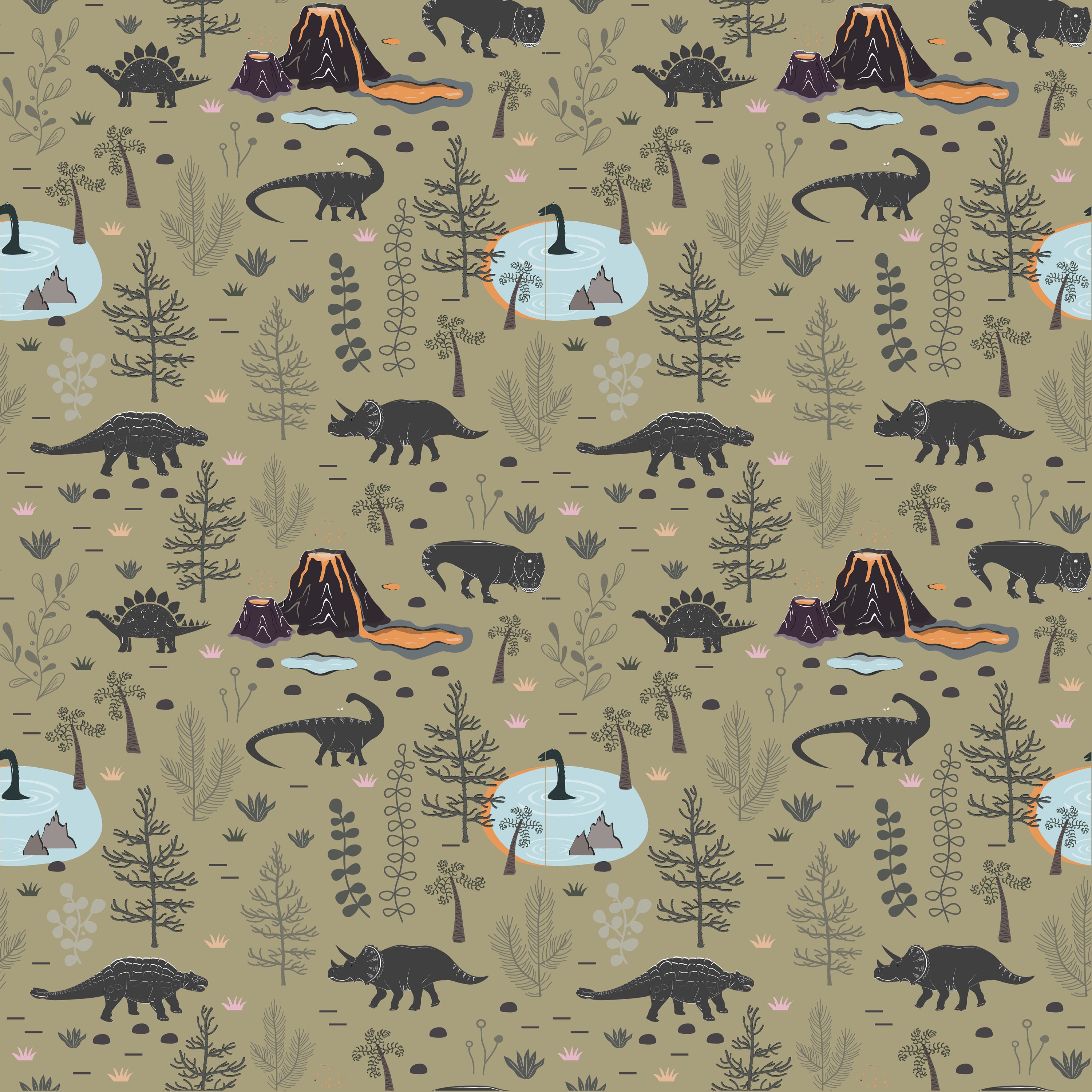 Cute Dinosaur Digital Paper Pack Seamless Dino Patterns Instant ...