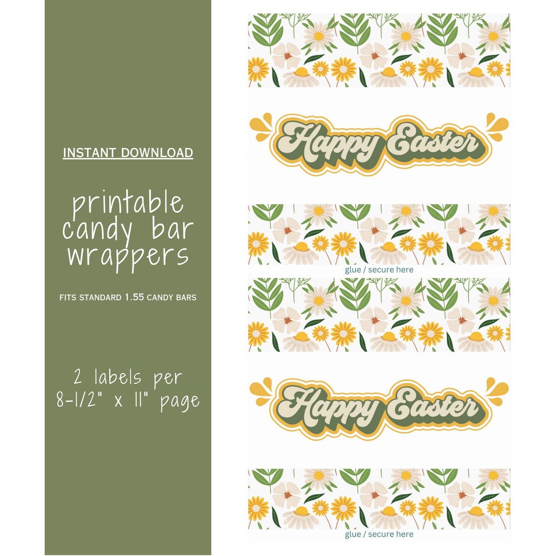 Printable Easter Candy Bar Wrapper Template Easter Favors Chocolate Bar ...