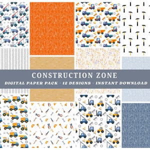 Construction Truck Digital Paper Pack: Scrapbook Patterns (digital ...