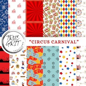 Circus Carnival Digital Paper Pack: Seamless Patterns (instant Download ...