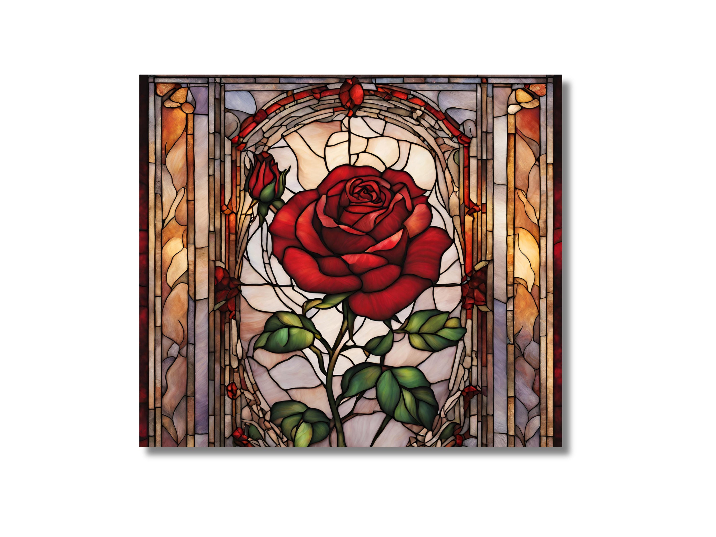Rose Tumbler Wrap, Stained Glass Rose Tumbler Wrap, Beauty and the ...