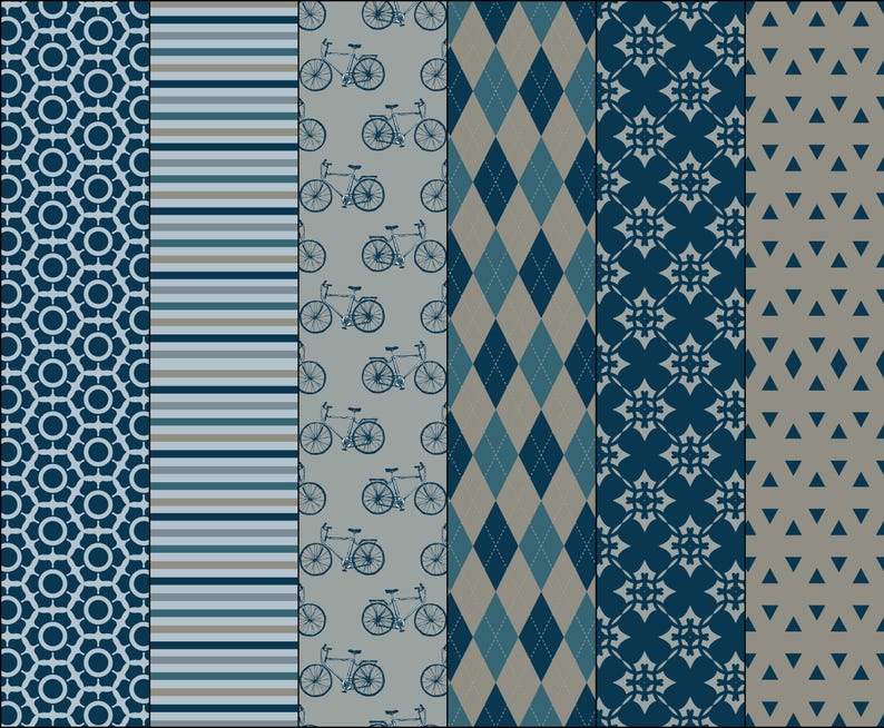 Masculine Digital Paper Pack: Modern Gent Seamless Patterns (digital ...