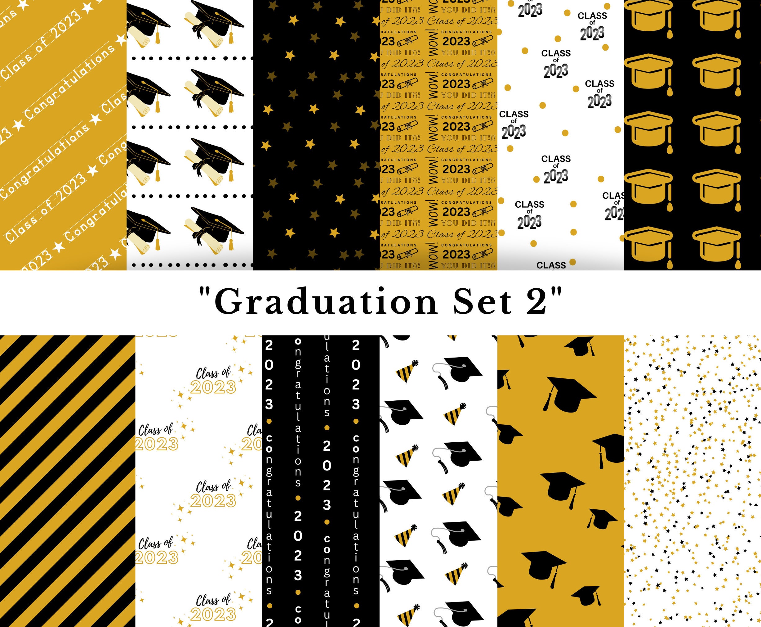 Scrapbooking Paper Graduation Digital Paper Seamless Pattern Class of ...