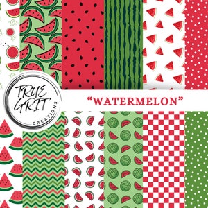 Digital Paper Pack Watermelon Patterns Scrapbooking Watermelons Digital ...
