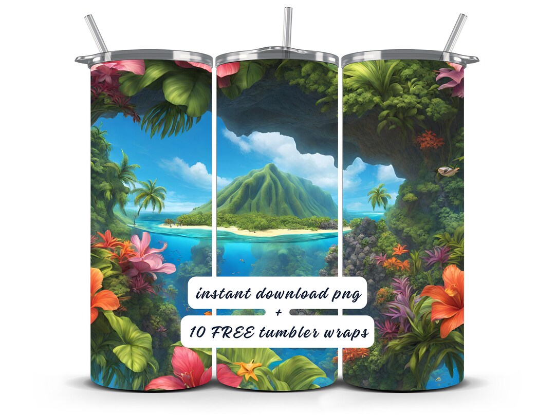 Hawaiian Tumbler Wrap Png, Hawaiian Floral Tumbler Wrap, Hawaiian ...