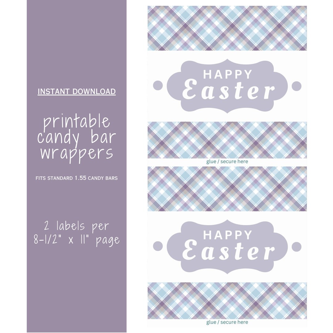 Printable Easter Candy Bar Wrapper Labels Easter Favors Chocolate Bar ...