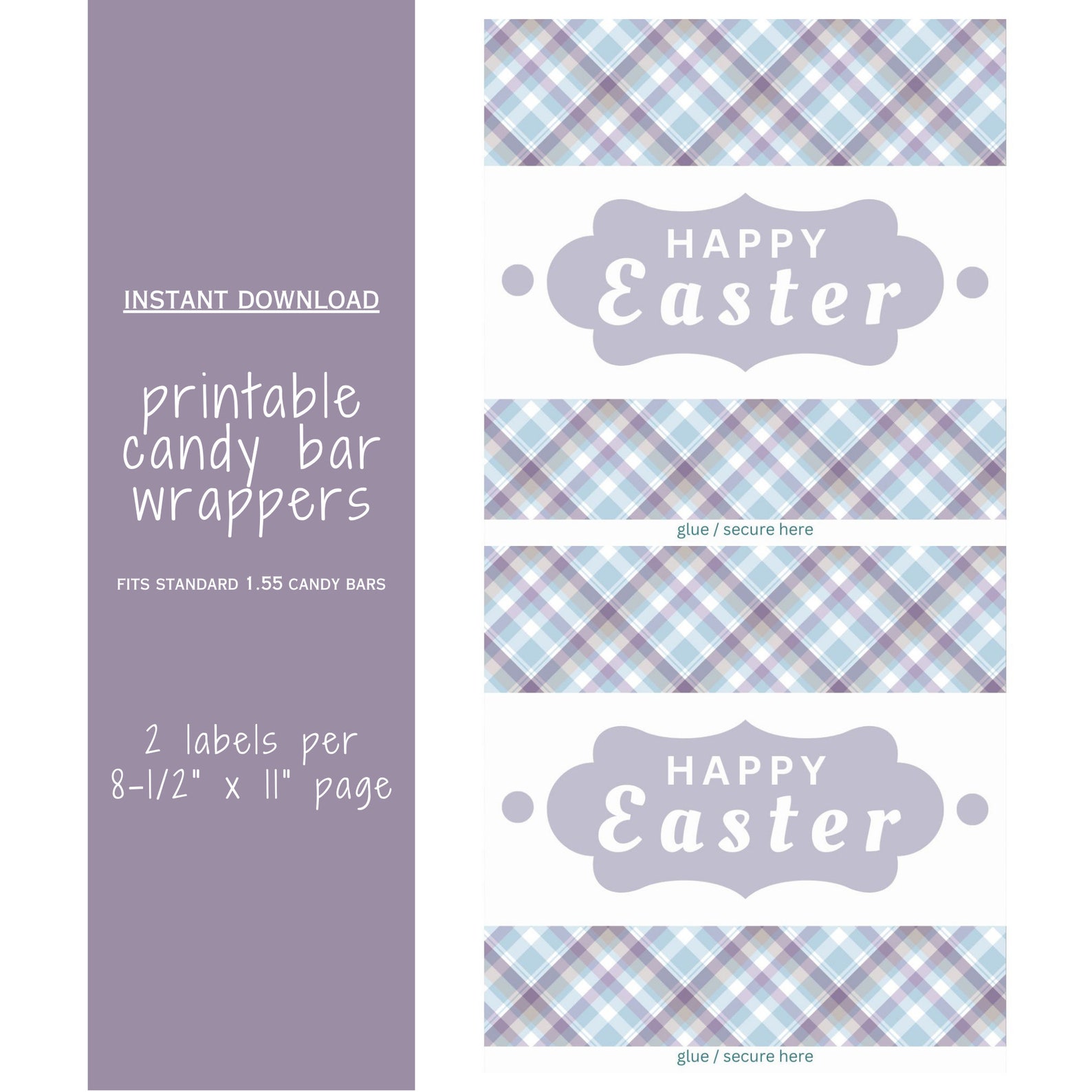 Printable Easter Candy Bar Wrapper Labels Easter Favors Chocolate Bar ...