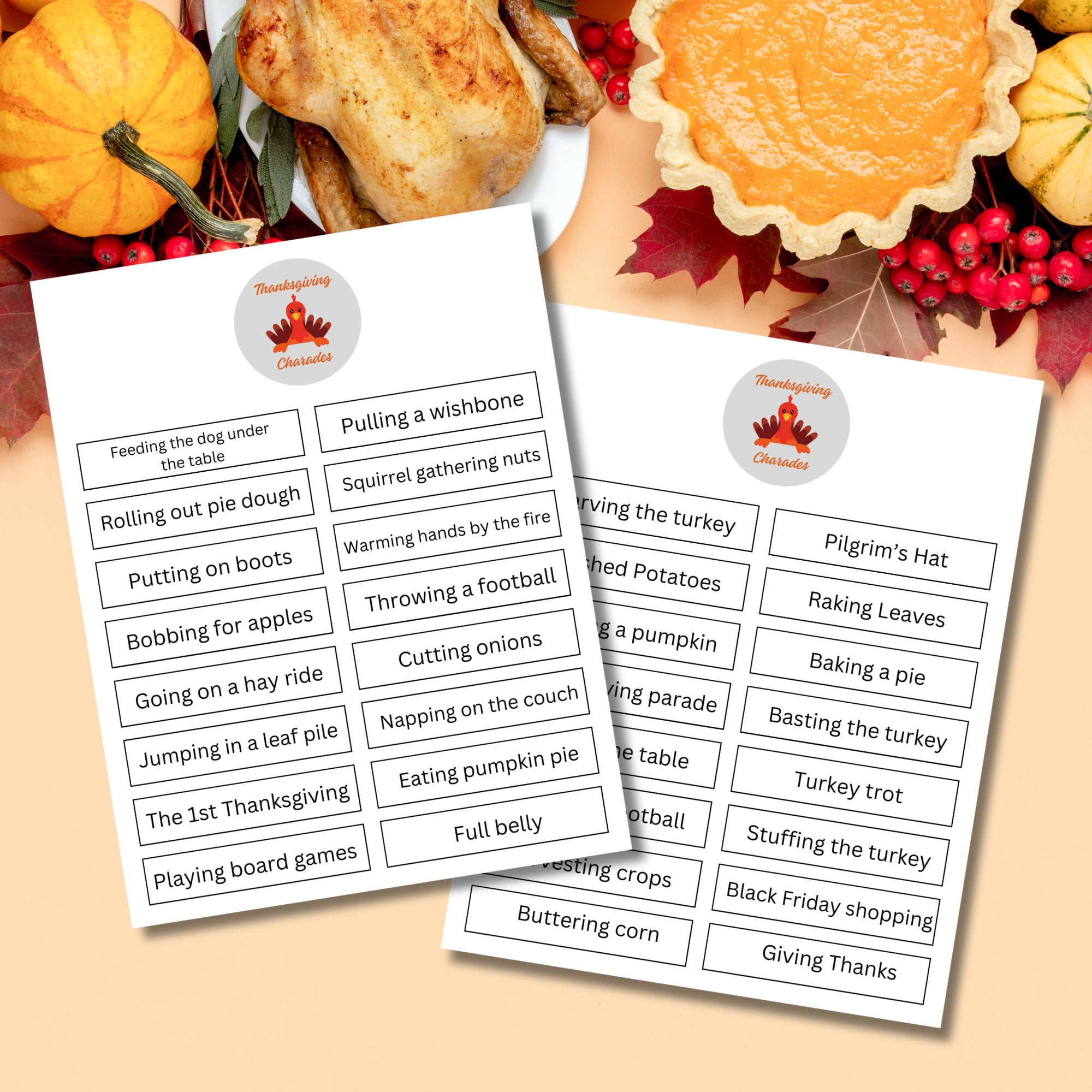 Thanksgiving Charades Printable Charades Family Games Instant Download ...