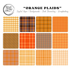 Orange Plaid Digital Paper | Digital Paper Pack | Gingham Check Digital ...
