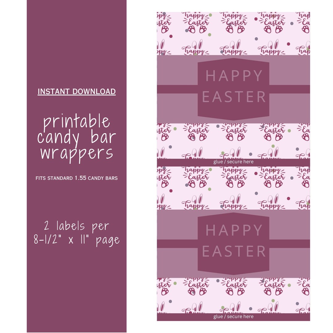 Printable Easter Candy Bar Wrapper Labels Party Favors Chocolate Bar ...