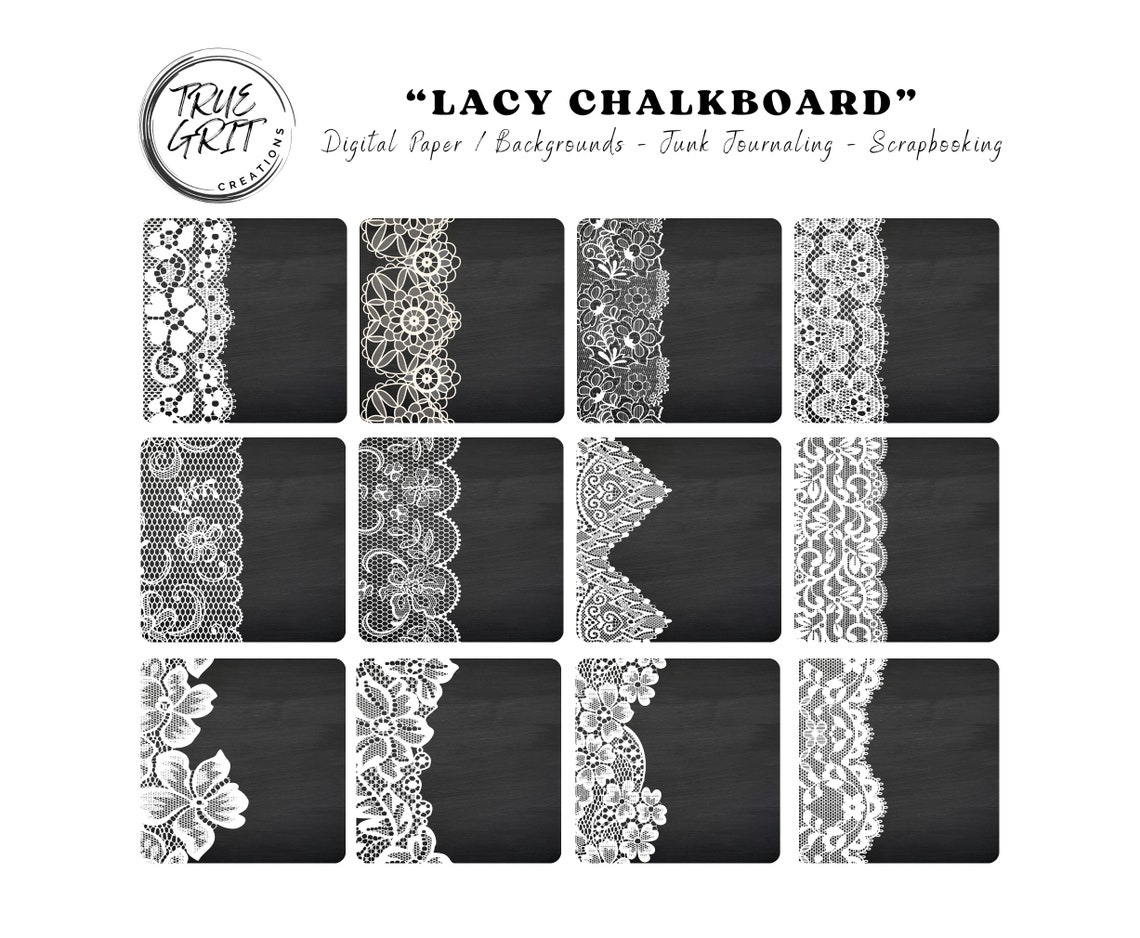 Lace and Chalkboard Digital Paper Pack: Wedding Designs (digital ...