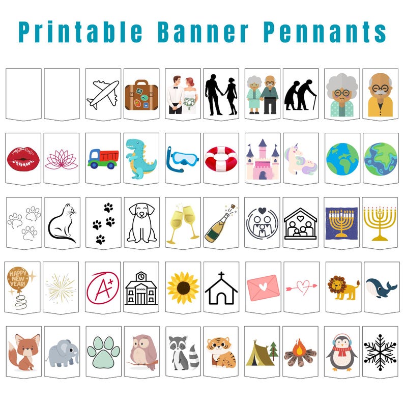 DIY Printable Banner Pennants | Party Banner Printable Tags | Instant ...