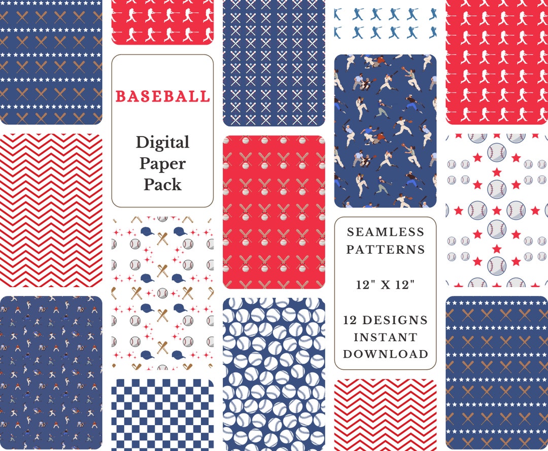 Fun Baseball Digital Paper Pack Sports Digital Backgrounds Instant ...