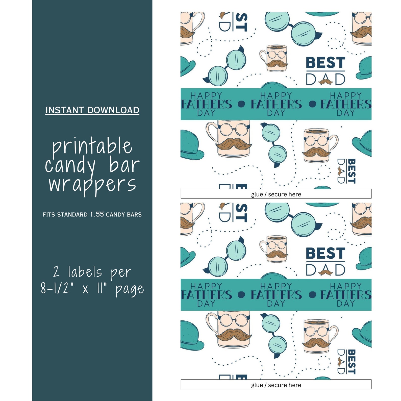 Printable Candy Bar Wrapper Father's Day Chocolate Bar Wrapper Best Dad ...