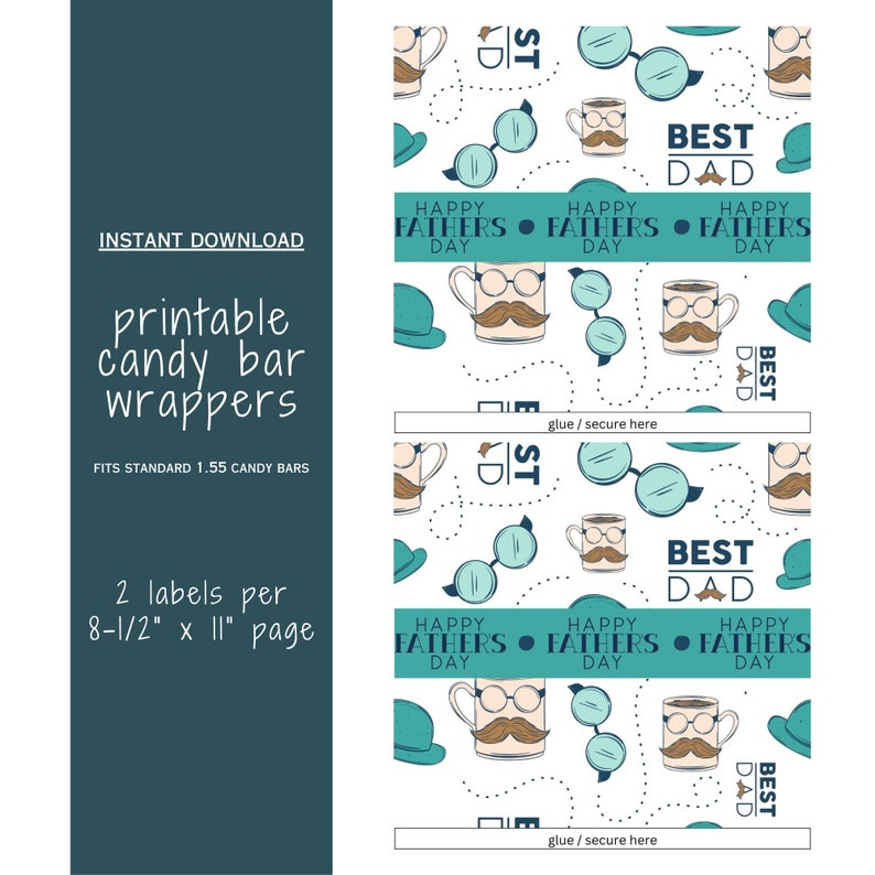 Printable Candy Bar Wrapper Father's Day Chocolate Bar Wrapper Best Dad ...