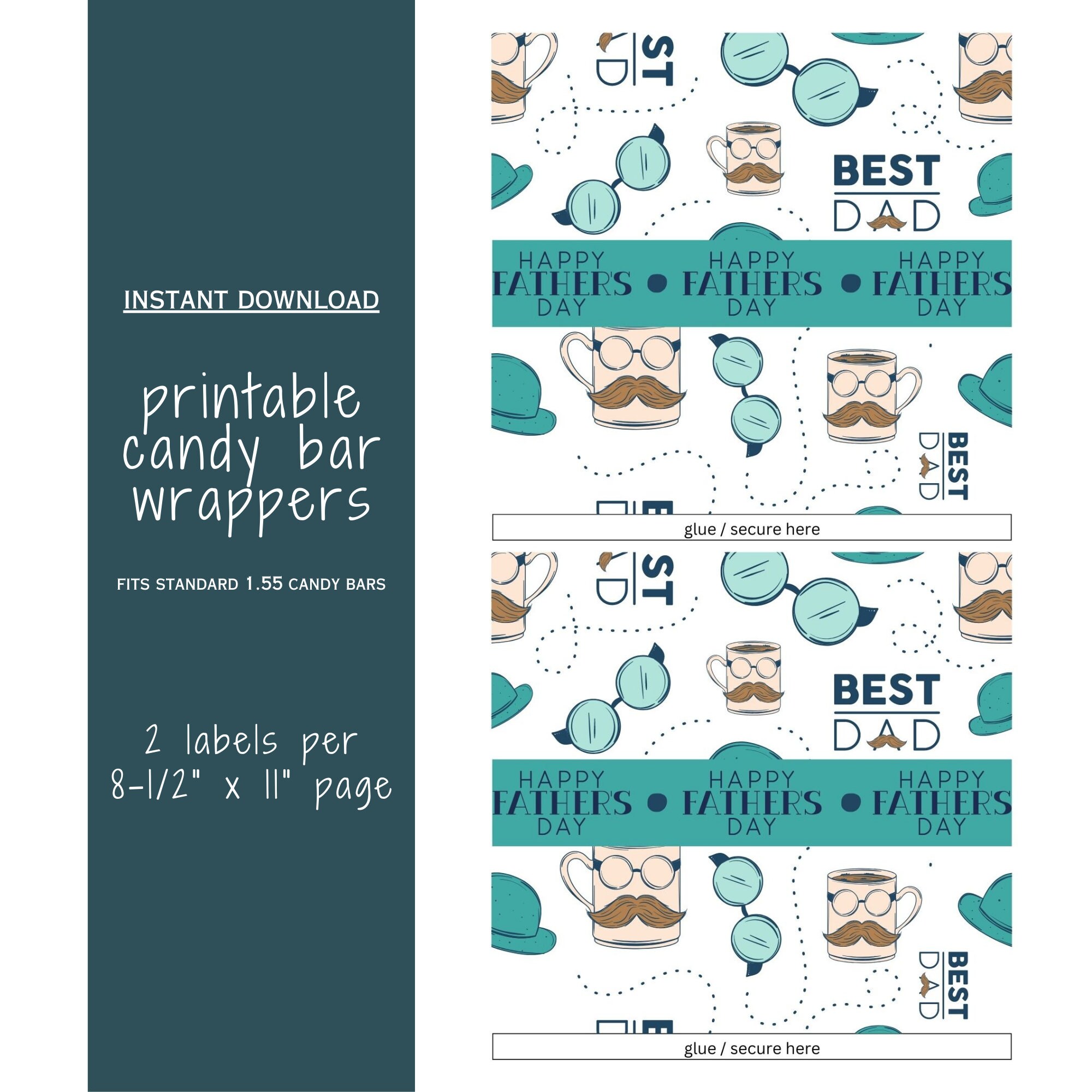 Printable Candy Bar Wrapper Father's Day Chocolate Bar Wrapper Best Dad ...