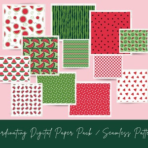 Digital Paper Pack Watermelon Patterns Scrapbooking Watermelons Digital ...