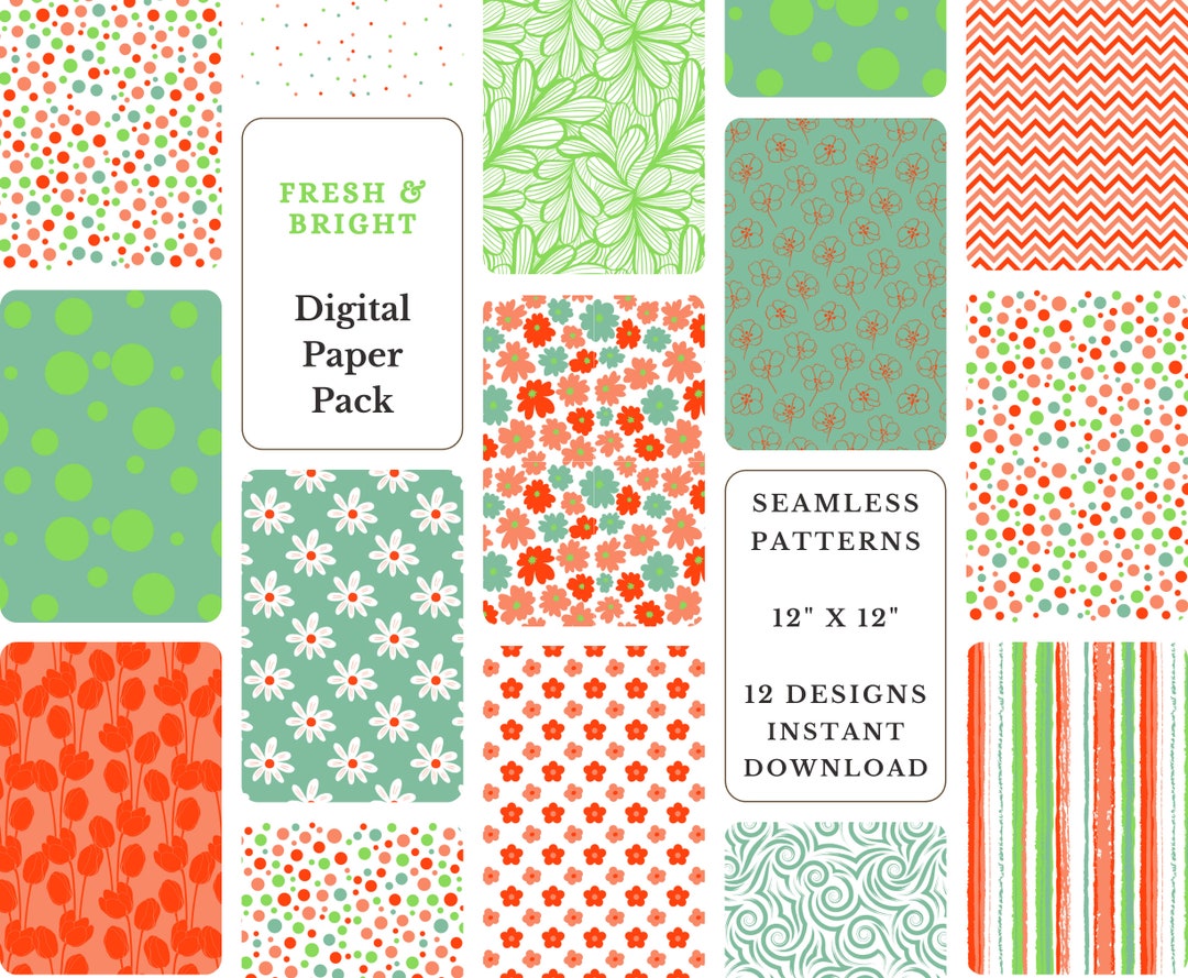 Spring Floral Digital Paper Pack: Scrapbook & Craft Prints (digital ...