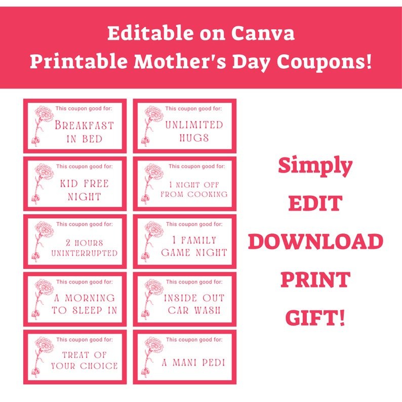 Scrapbooking Paper Editable Mother's Day Coupon Book Printable Coupons ...