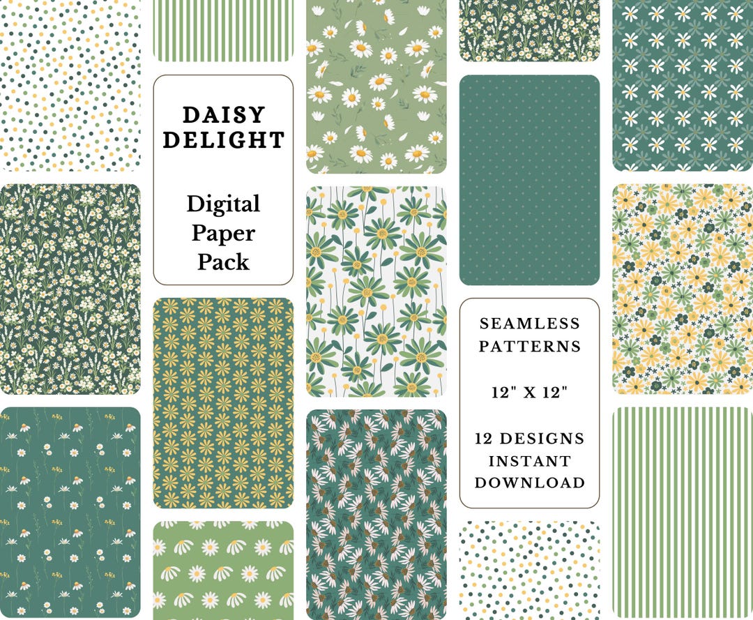 Daisy Digital Paper | Daisy Seamless Pattern Designs | Daisy ...