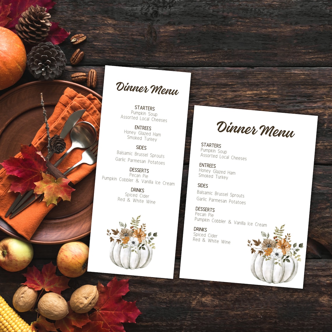 Thanksgiving Dinner Menu Template | Thanksgiving Menu | Printable ...