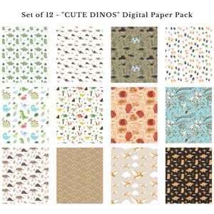 Cute Dinosaur Digital Paper Pack Seamless Dino Patterns Instant ...