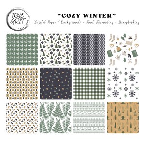 Cozy Winter Digital Paper Pack: Navy Sage Christmas Patterns (digital ...
