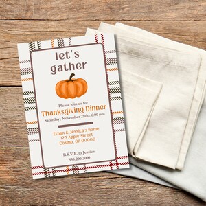 Editable Thanksgiving Dinner Invitation Let's Gather - Etsy