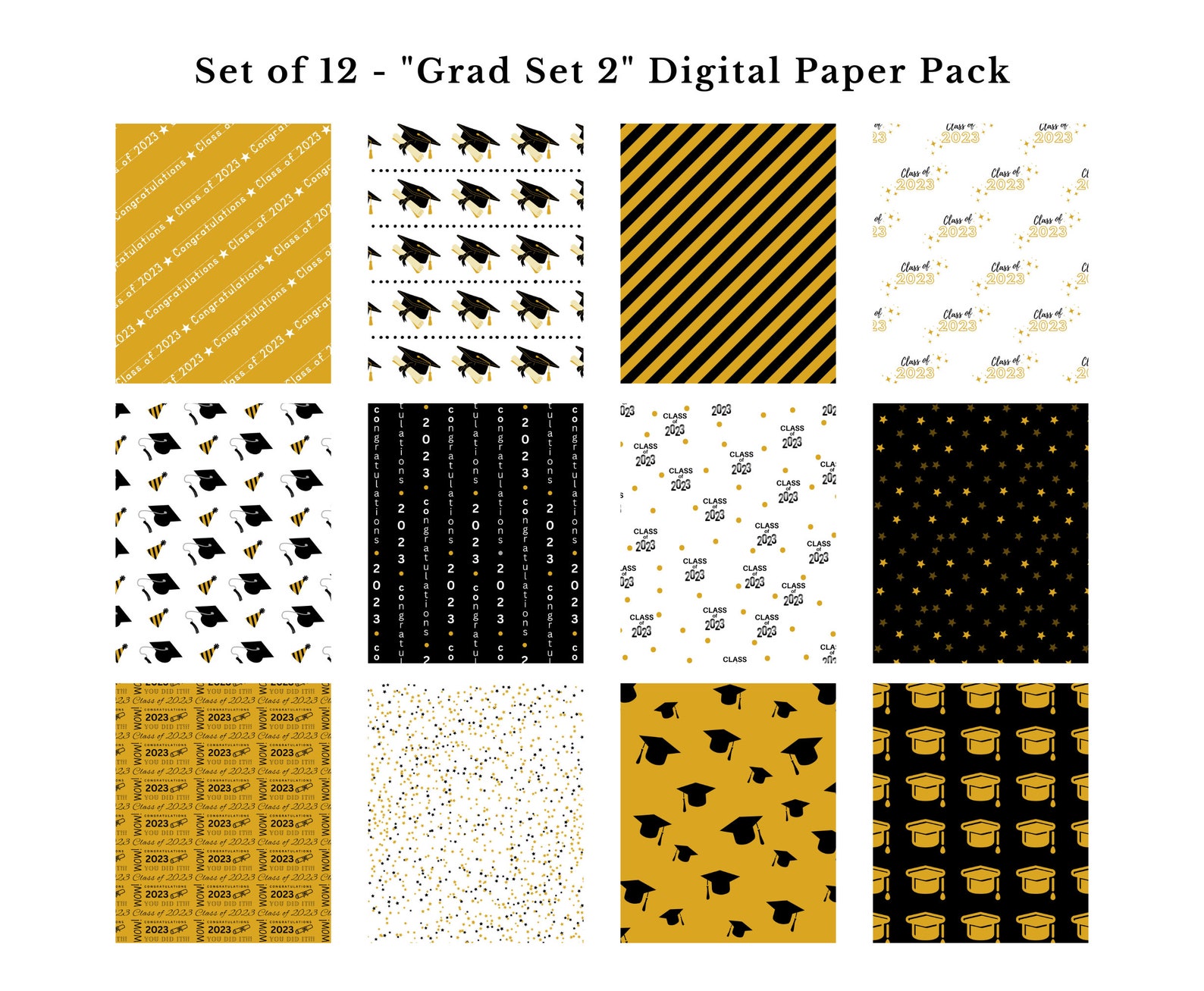 Scrapbooking Paper Graduation Digital Paper Seamless Pattern Class of ...