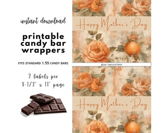 Mother's Day Chocolate Bar Wrapper Printable Candy Label, DIY Party ...