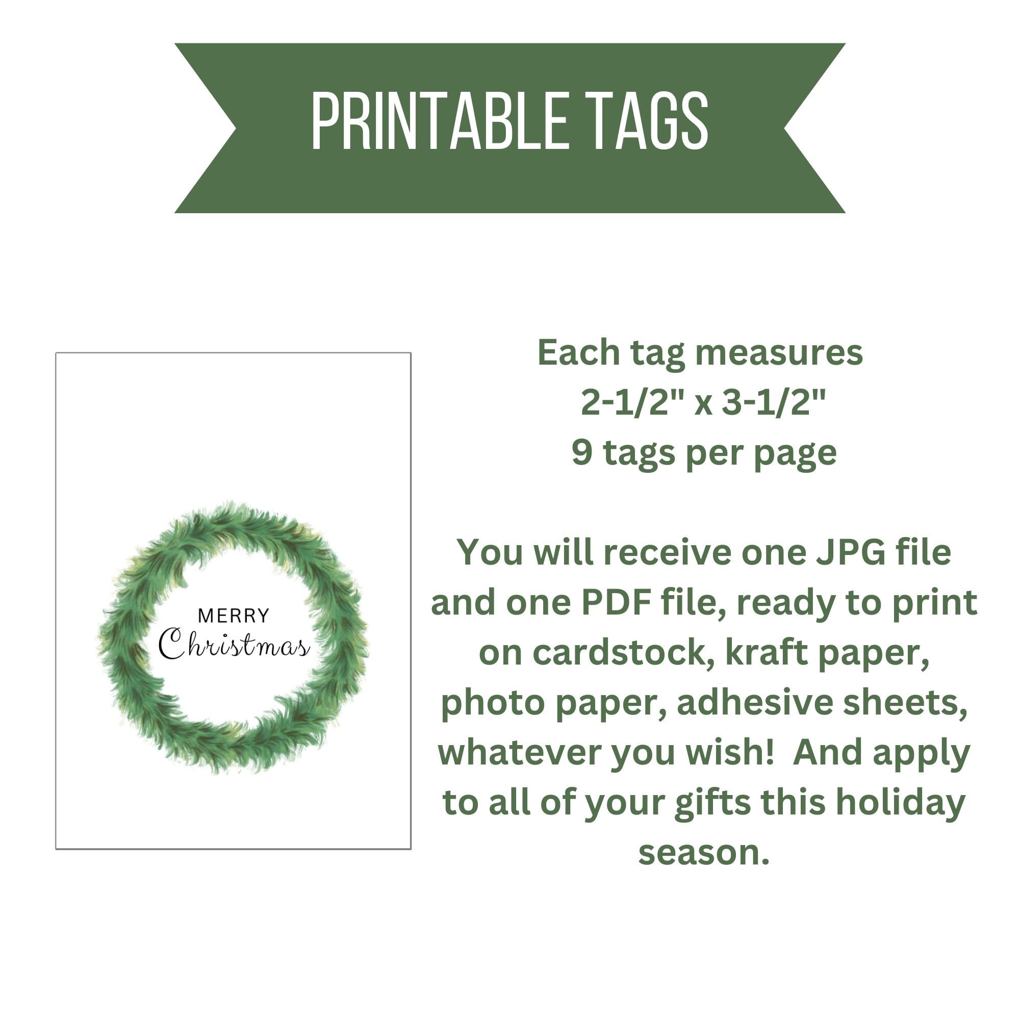 Christmas Gift Tags Printable Gift Tags Simple Gift Tags Printable PDF ...