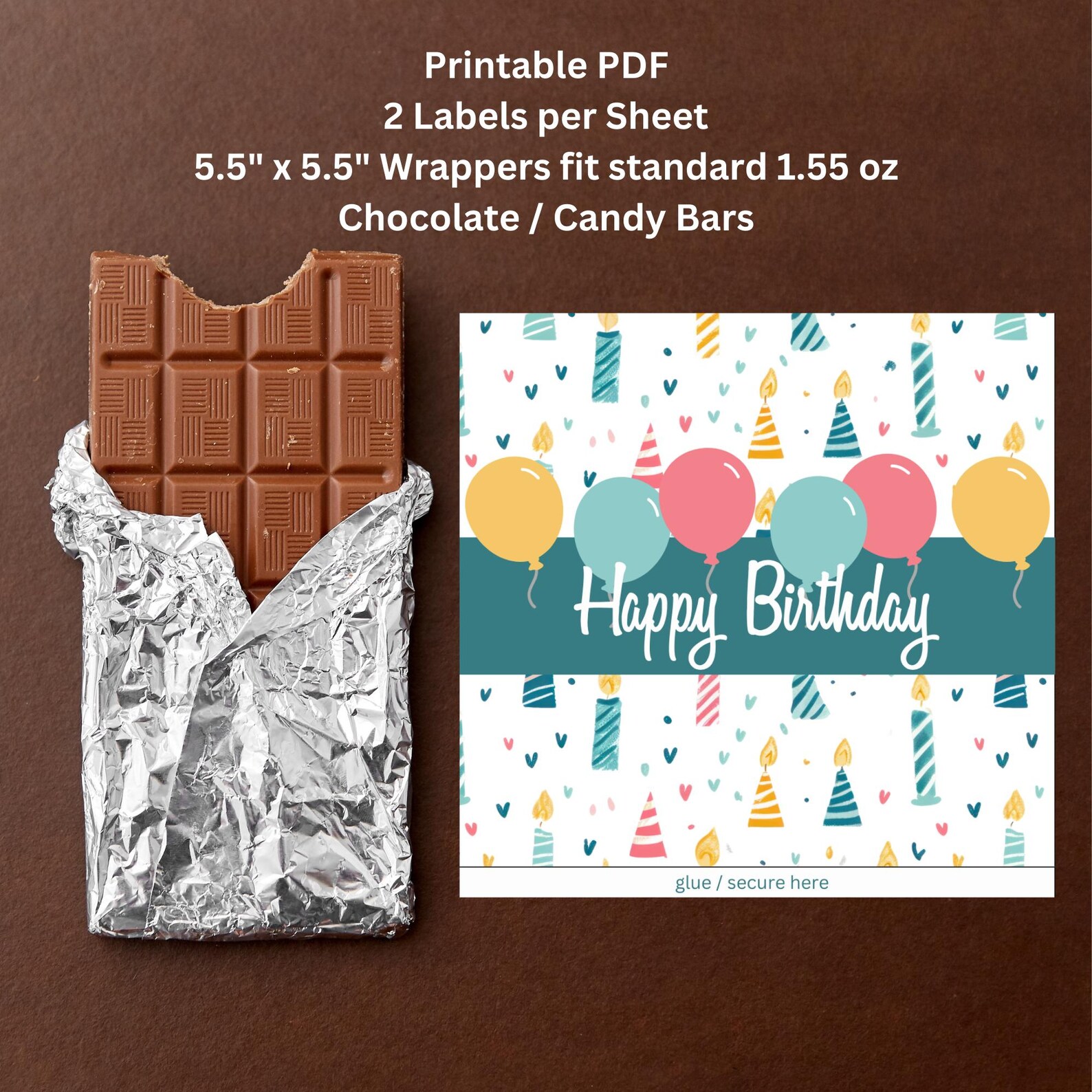 Happy Birthday Candy Bar Wrapper Template (digital Download) - Etsy