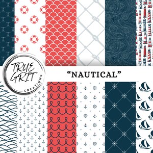 Nautical Digital Paper Pack | Coastal Seamless Patterns | Instant ...